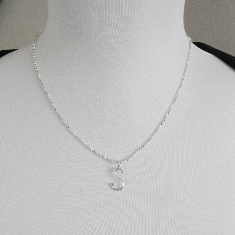 14K Gold Handmade Script Initial Pendant Letter S Initial - Etsy