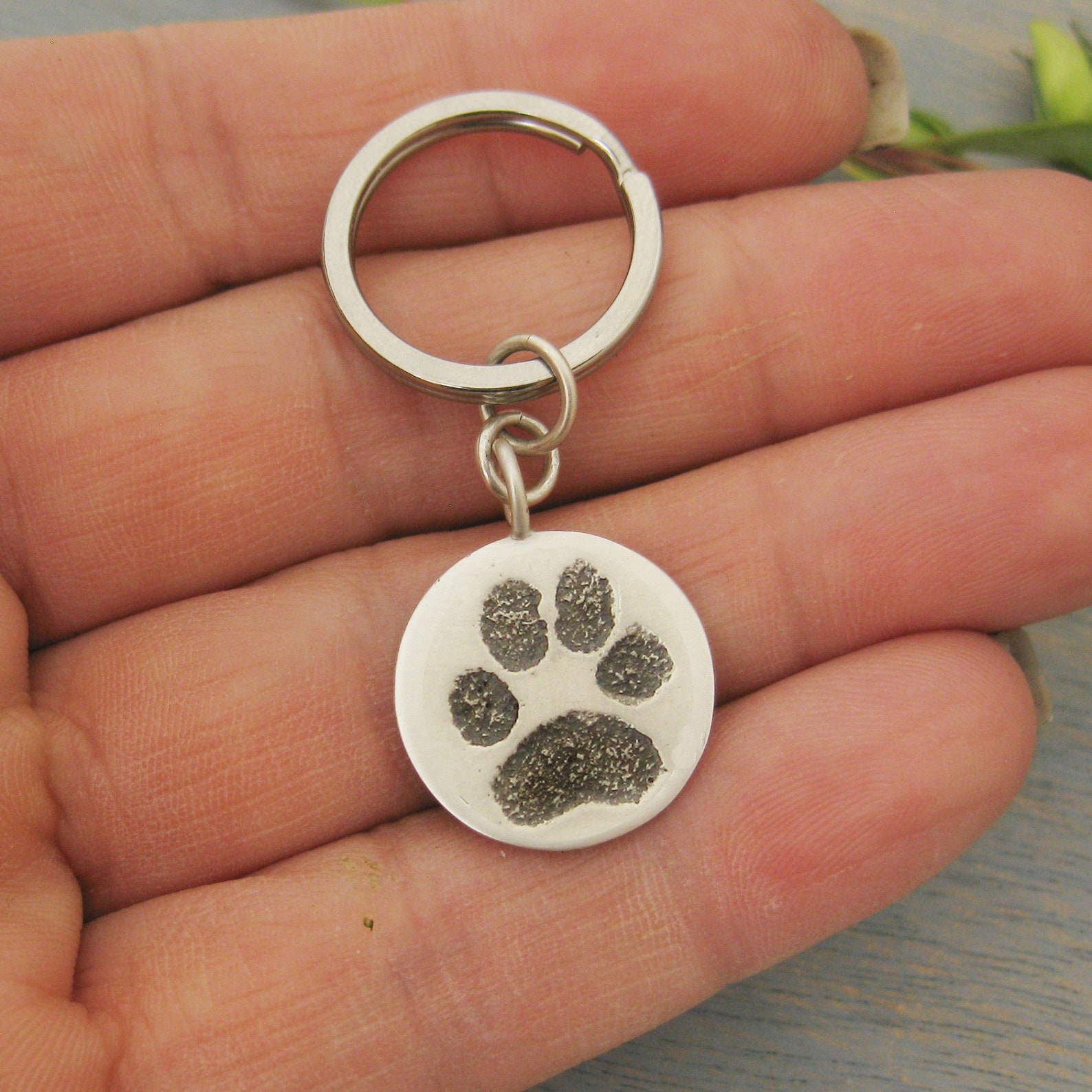 Your Dog's or Cat's Paw Print Key Ring, Pet Jewelry, Personalized for ...