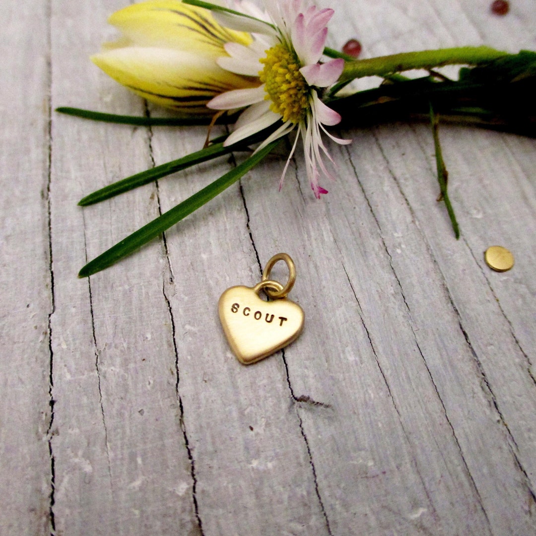 14K Gold Personalized Small Heart Charm, Rose Gold Heart, White Gold ...