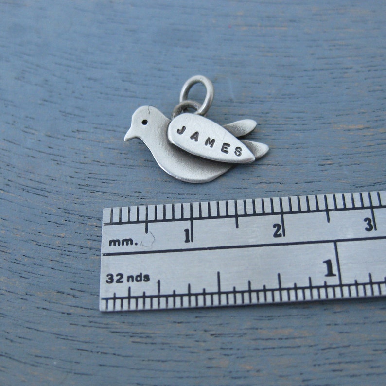 Personalized Solid Gold or Silver Dove Charm Peaceful Dove - Etsy