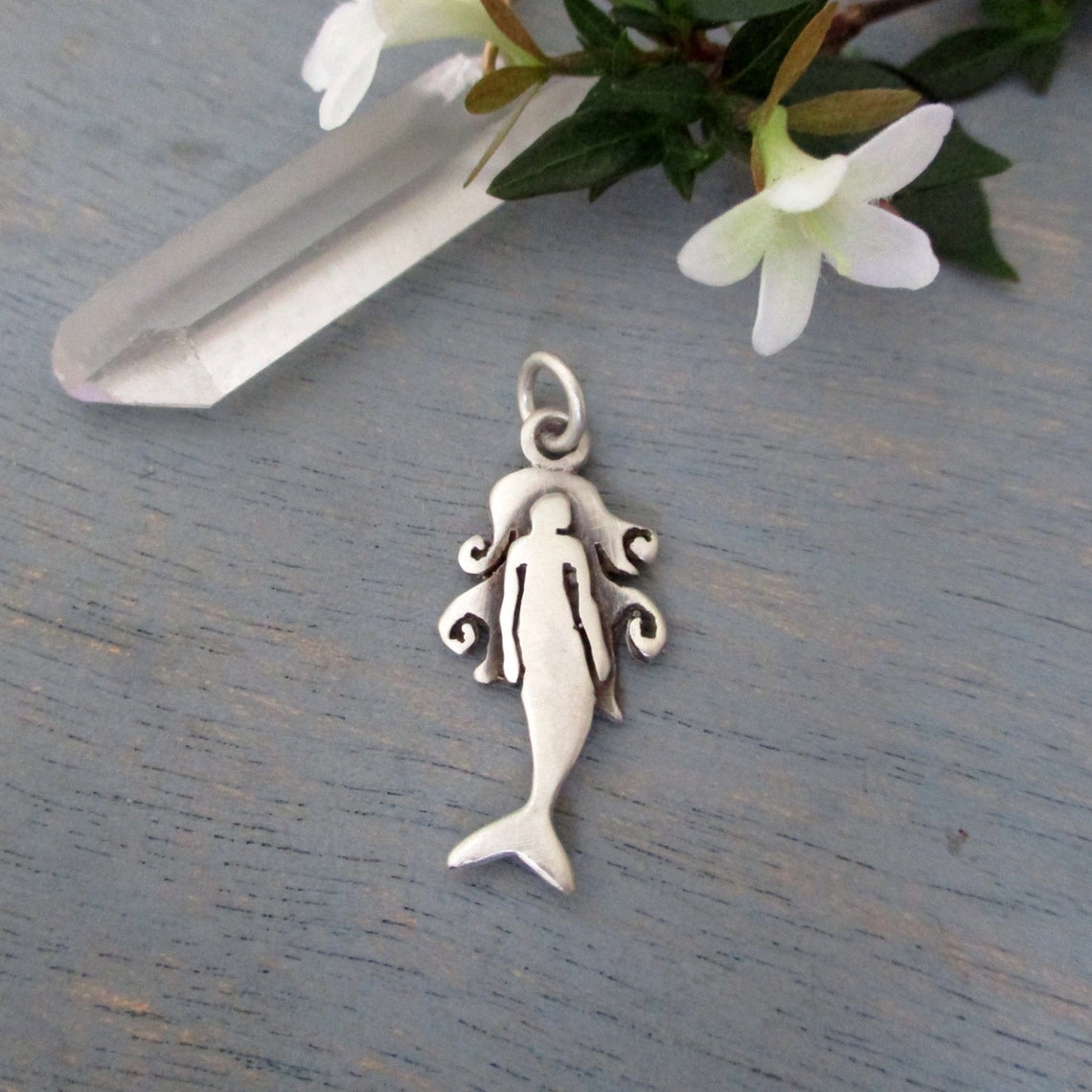 Sterling Silver Mermaid Charm Mermaid Pendant in Solid - Etsy