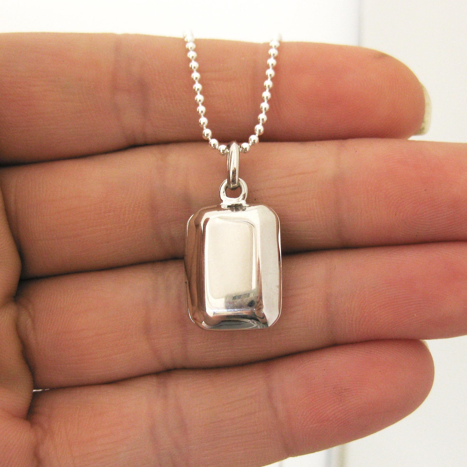 Small Rectangle Locket in Sterling Silver Engraveable Vintage - Etsy