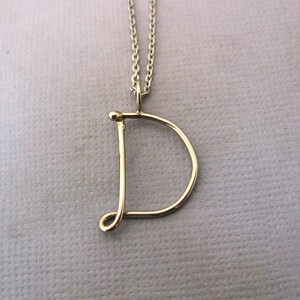 14K Gold Script Initial Pendant Letter D, Initial Jewelry, Gold Letter ...