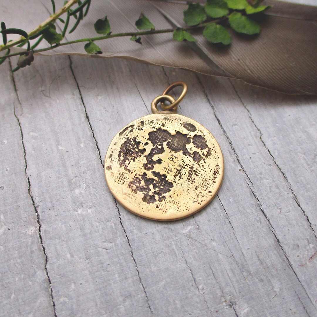 Solid 14 Karat Gold Full Moon Charm, Wolf Moon, Pink Moon, Yellow Gold ...