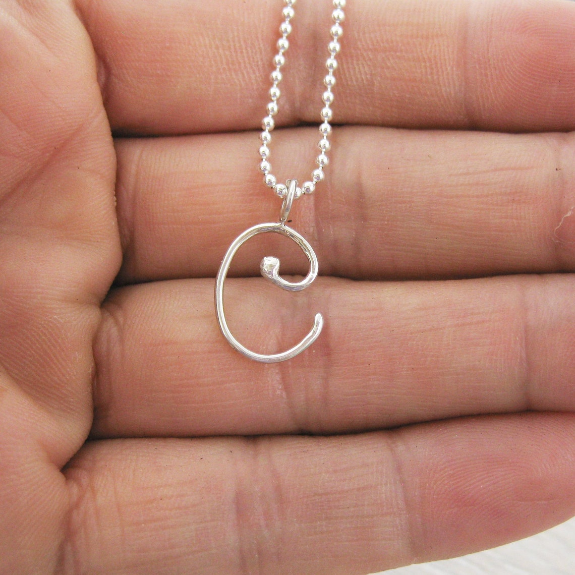 Silver C Initial Charm, C Monogram Charm, C Alphabet Pendant, Letter C ...