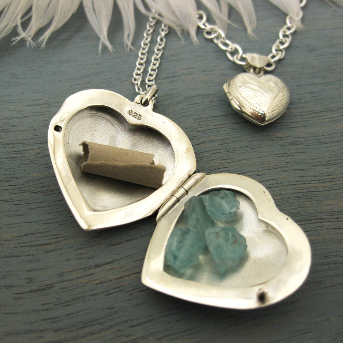 Large Engraved Heart Locket in Sterling Silver Vintage Look | Etsy