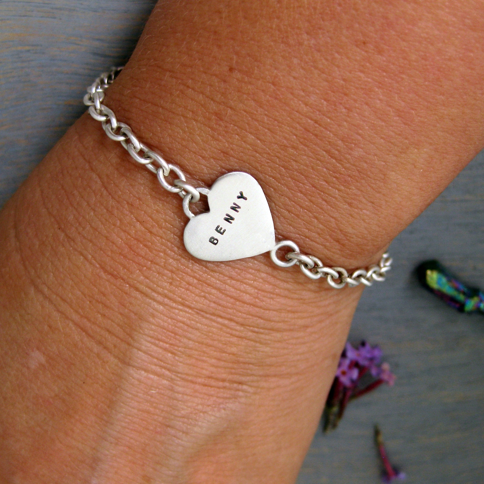 Personalized Heart Bracelet in Sterling Silver Memorial Heart - Etsy