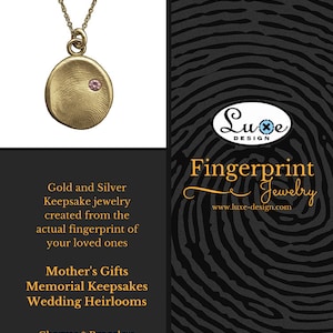 Actual Fingerprint Pendant With Birthstone, Choose Your Gemstone ...