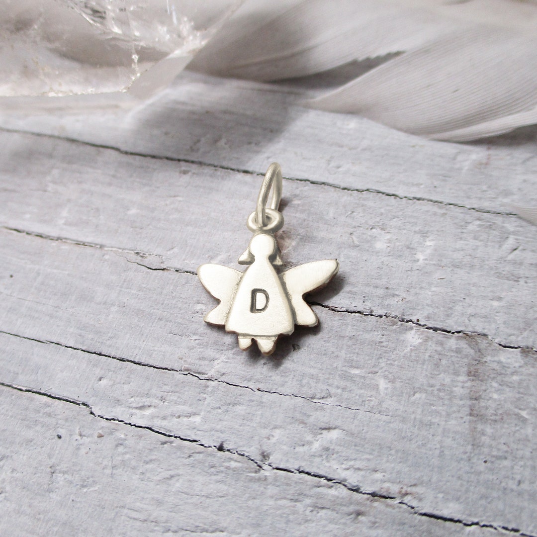 Silver Tiny Guardian Angel Pendant, Silver Angel Charm, Guardian Angel ...
