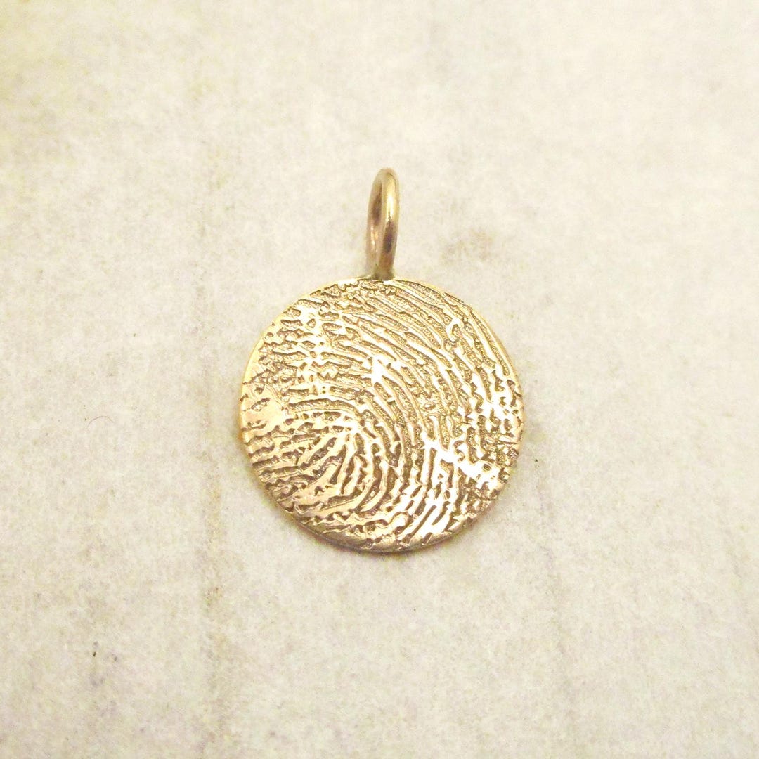 Fingerprint Disc in 14 Karat Yellow Gold - Email Us Your Fingerprint - Etsy