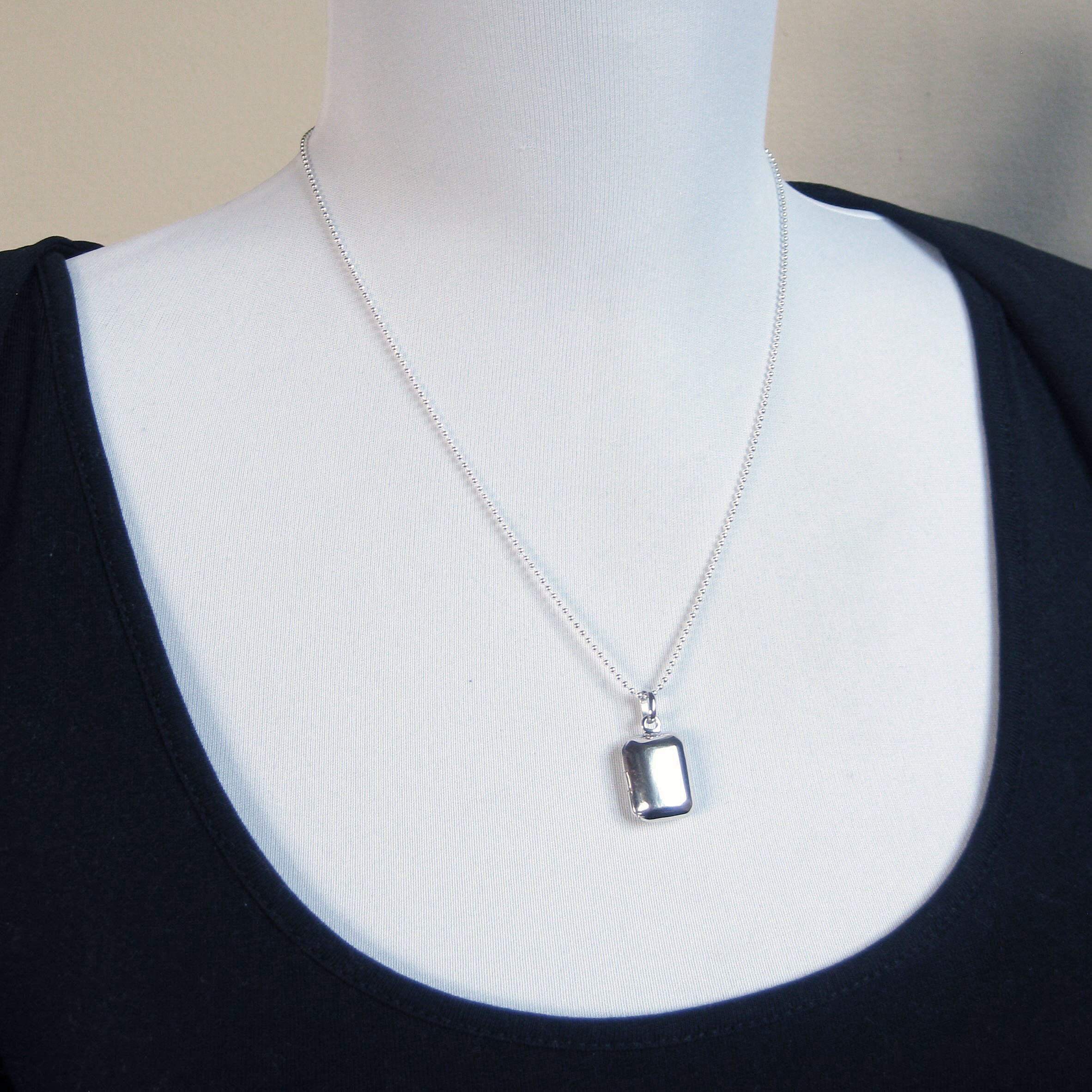Small Rectangle Locket in Sterling Silver Engraveable Vintage - Etsy