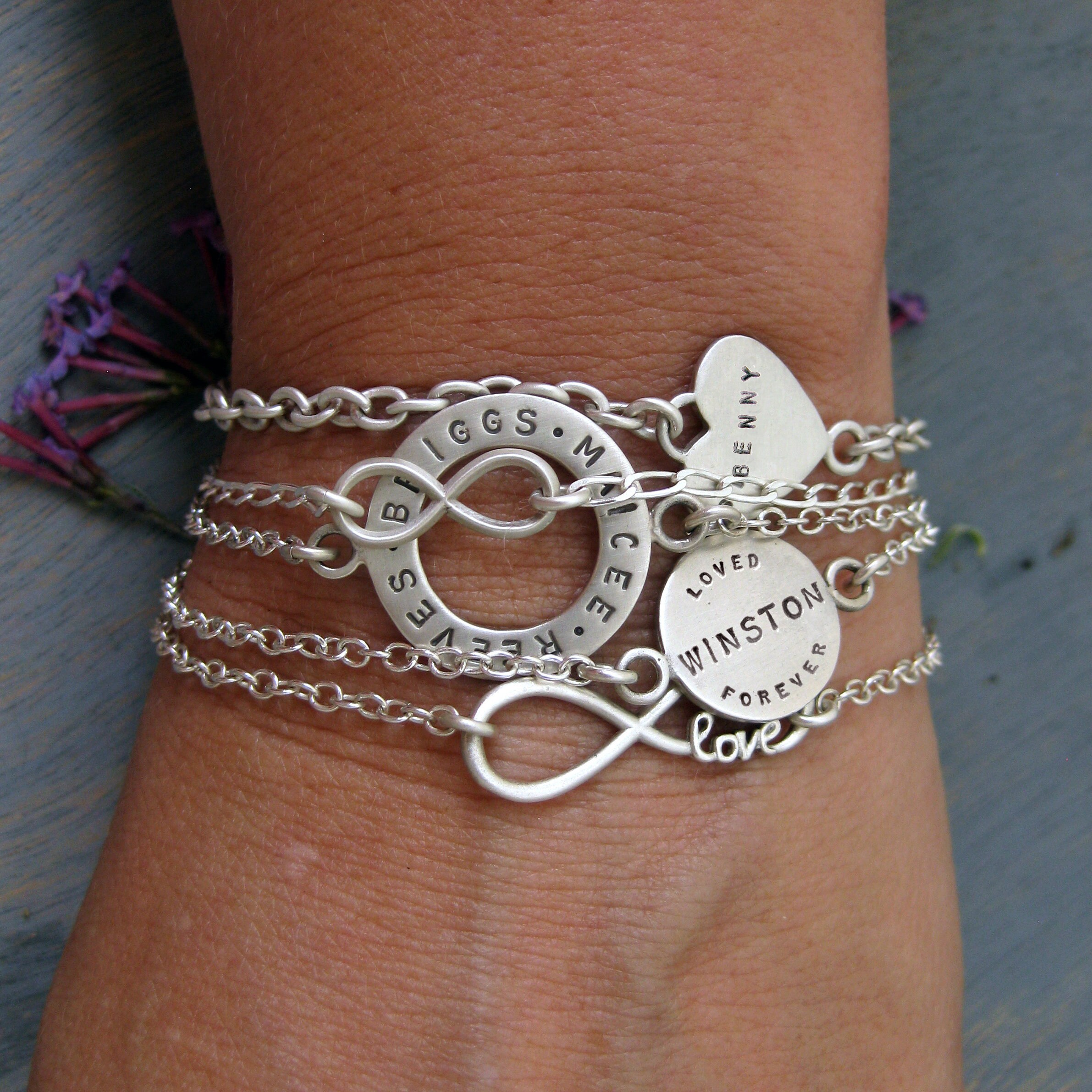 Personalized Heart Bracelet in Sterling Silver Memorial Heart - Etsy