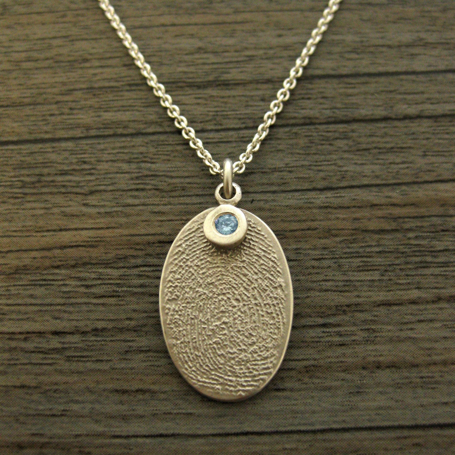 Sterling Silver Fingerprint Pendant, Thumb Print Pendant, Memorial ...
