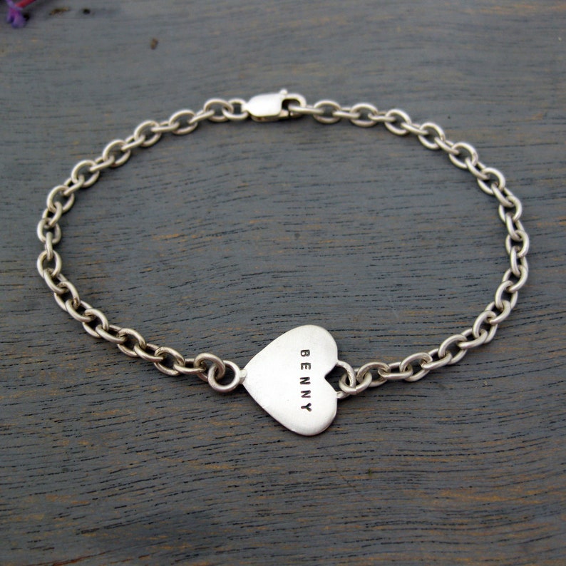 Personalized Heart Bracelet in Sterling Silver Memorial Heart - Etsy