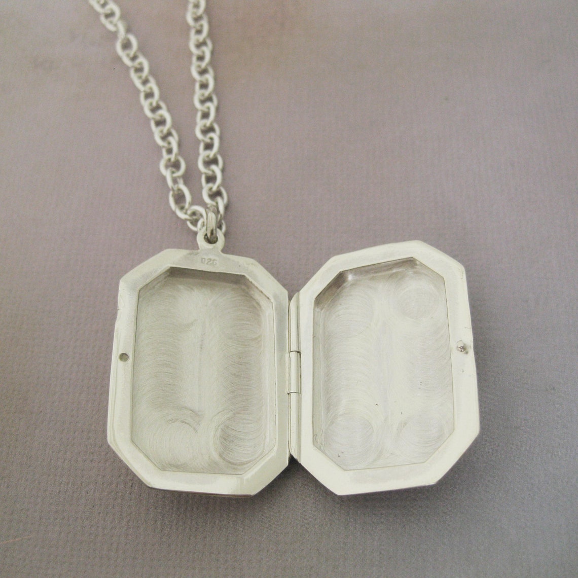 Large Engraved Rectangle Locket in Sterling Silver Vintage - Etsy