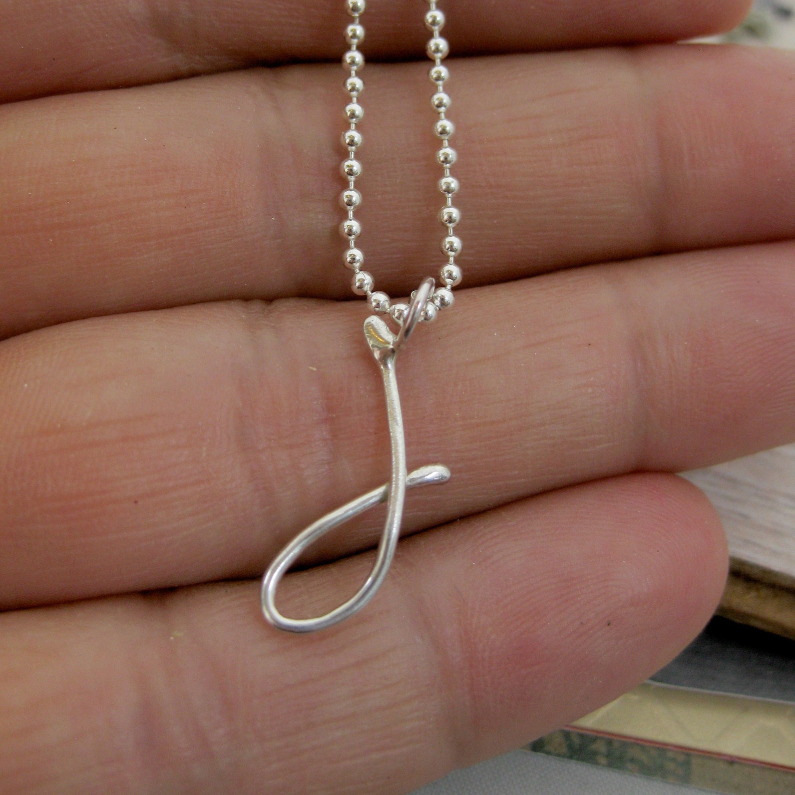 Silver J Initial Charm J Monogram Charm J Alphabet Pendant - Etsy