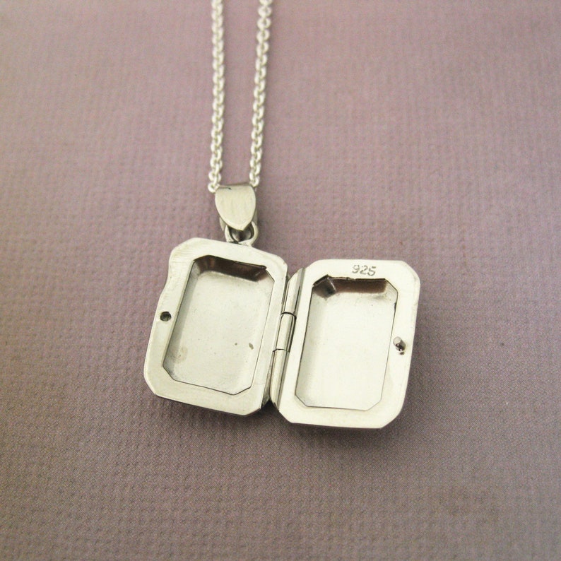 Engraved Small Rectangle Locket in Sterling Silver Vintage - Etsy