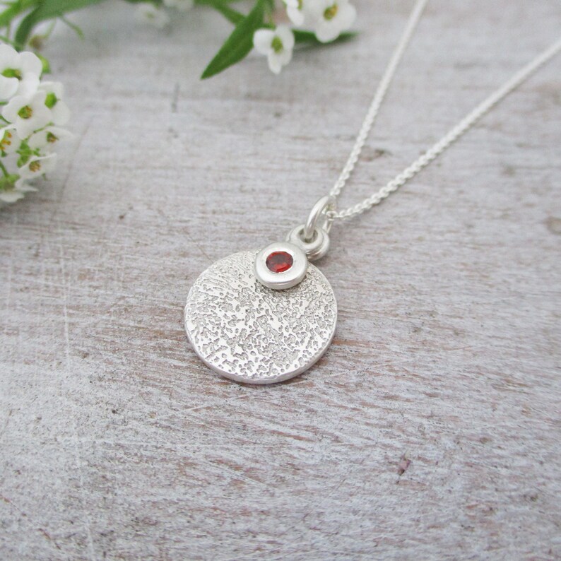 Sterling Silver Circle Fingerprint Pendant With Gemstone - Etsy