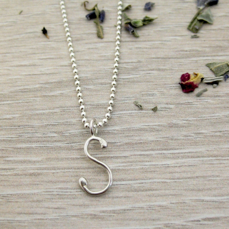 14K Gold Handmade Script Initial Pendant Letter S Initial - Etsy