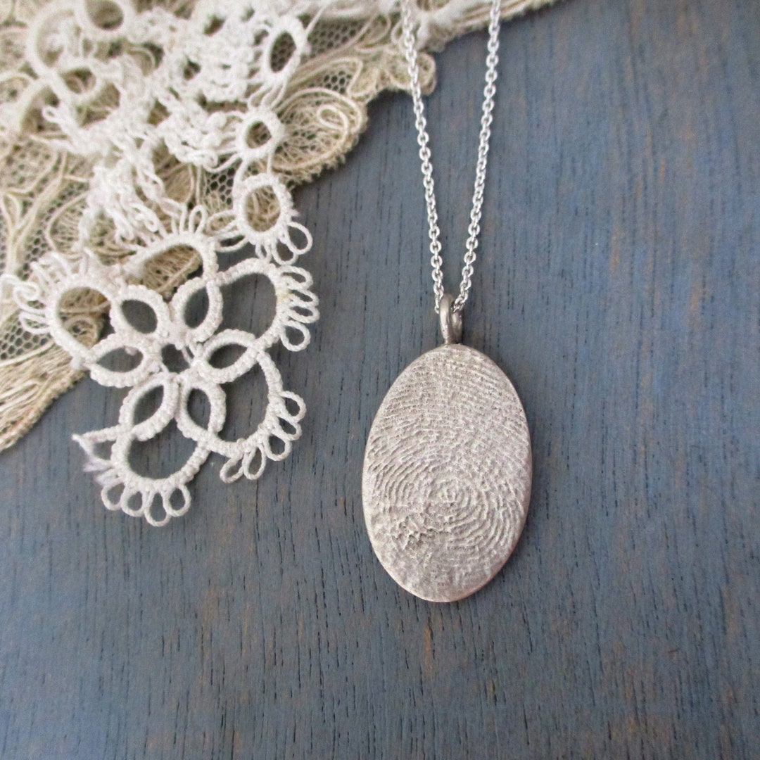 Sterling Silver Fingerprint Pendant, Thumb Print Pendant, Memorial ...