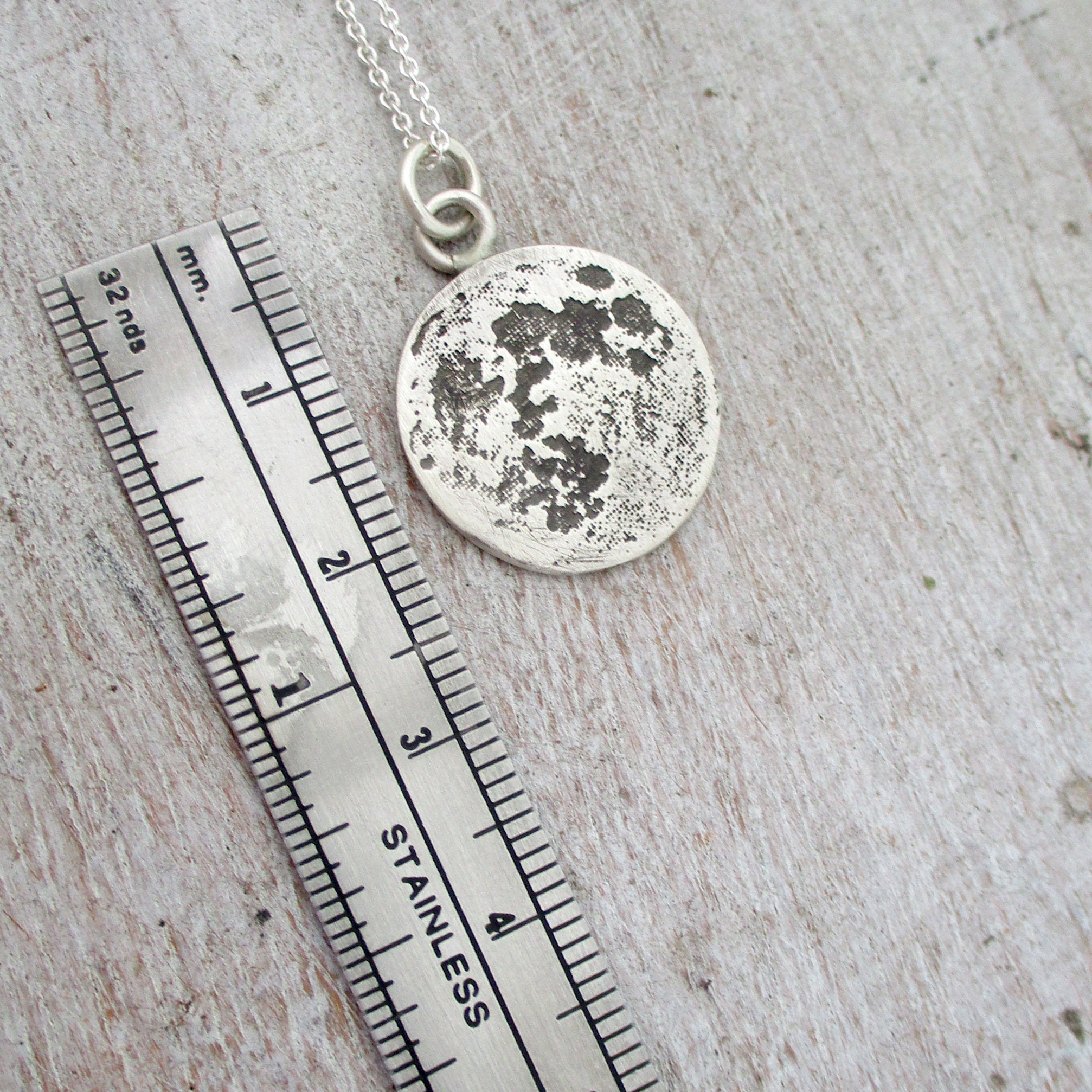Full Moon Pendant in Sterling Silver, Moon Necklace, Pink Moon, Full ...