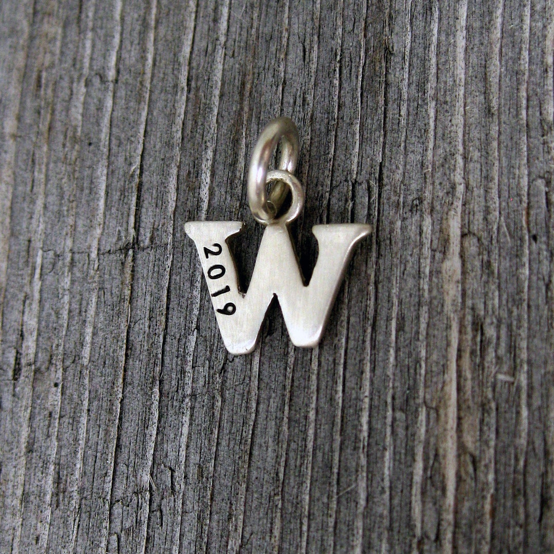 Personalized Baby Lowercase Letter W Initial Charm, Solid Silver or ...
