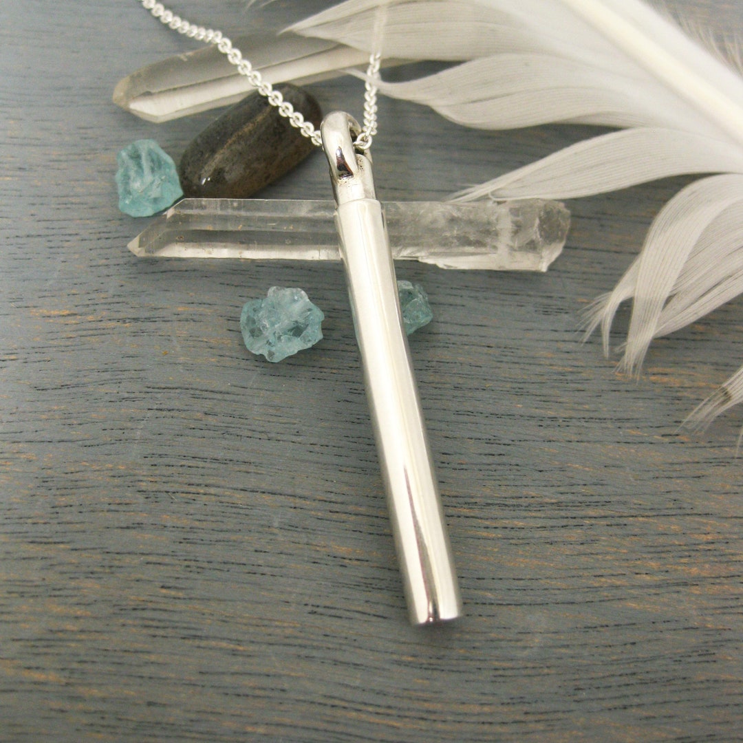 Sterling Silver Cylinder Cremation Ash Cylinder Pendant, Memorial Urn ...