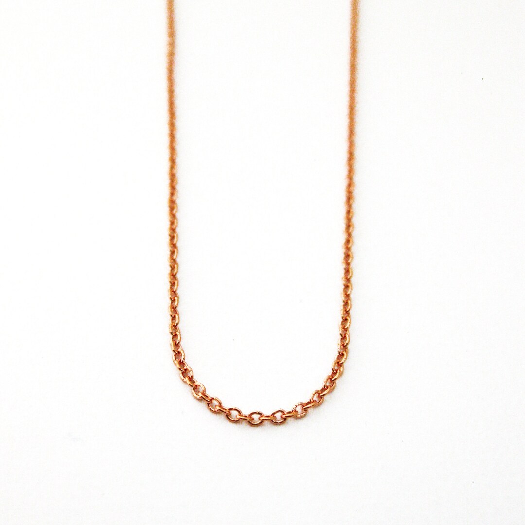 14 Karat Solid Rose Gold 1mm Cable Chain, Simple Gold Necklace Chain ...