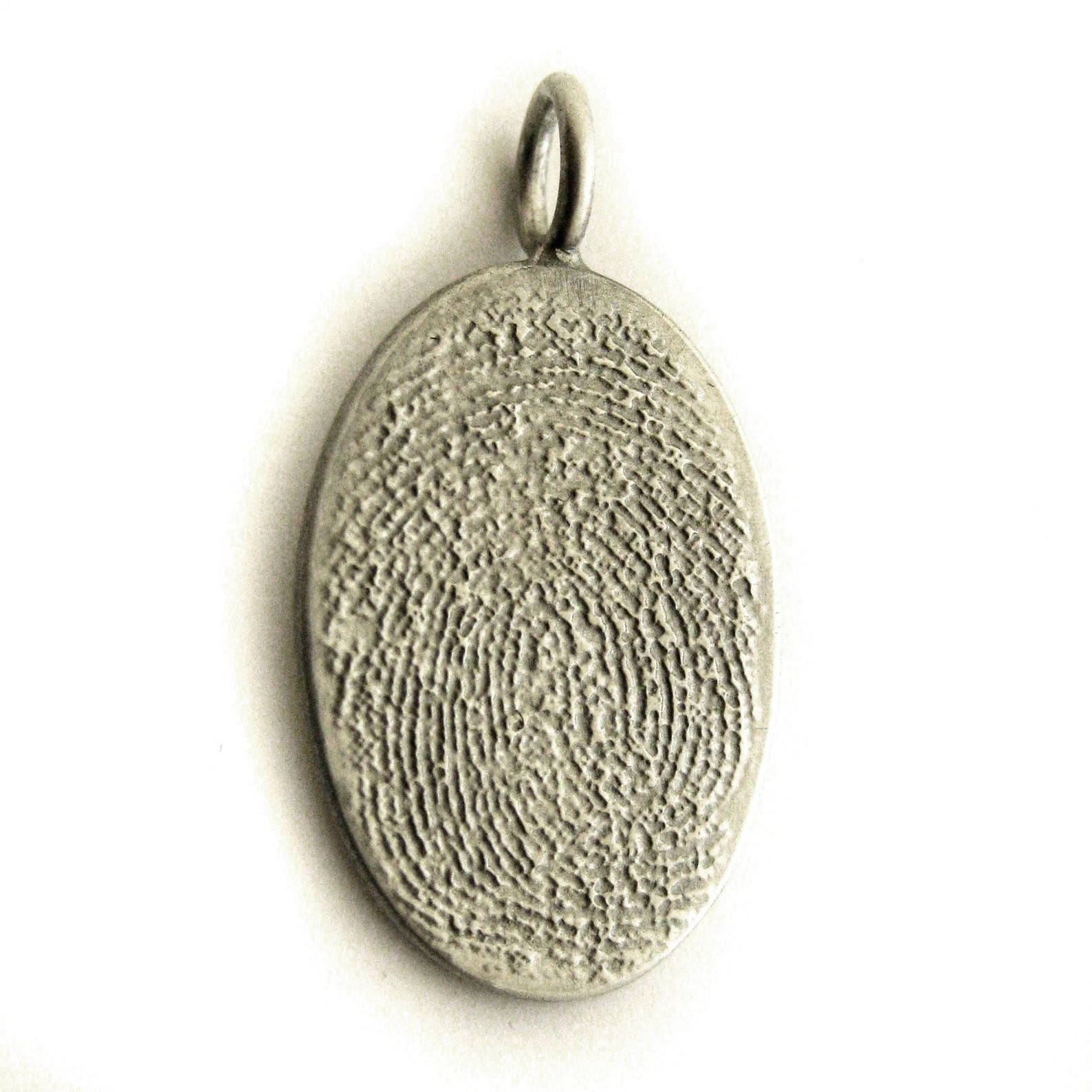Sterling Silver Fingerprint Pendant, Thumb Print Pendant, Memorial ...