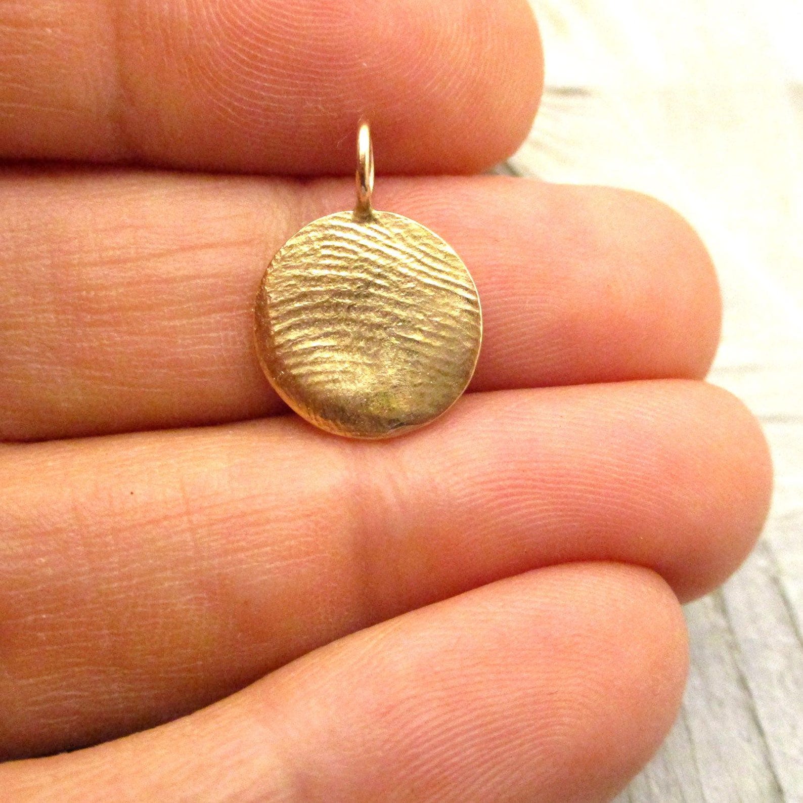14K Gold Fingerprint Disc Charm: Baby, Child, Adult Keepsake - Etsy