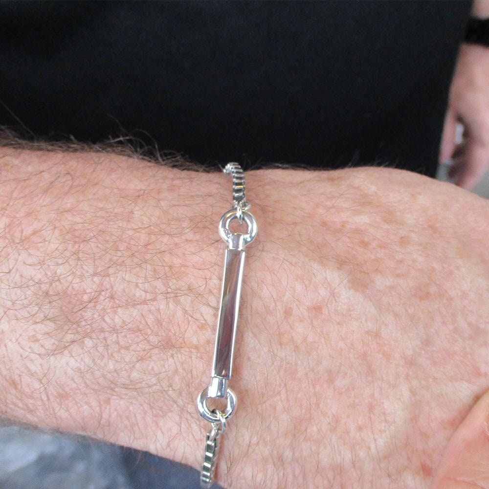 Sterling Silver Cremation Urn Box Chain Bracelet: Keepsake Ash Memorial ...
