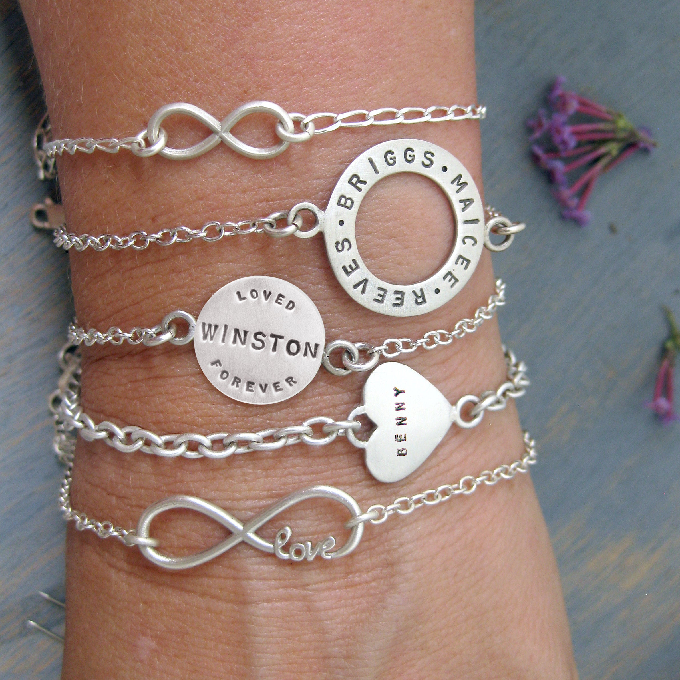 Personalized Heart Bracelet in Sterling Silver Memorial Heart - Etsy