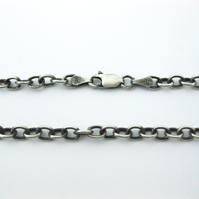 Sterling Silver Oxidized 3.6 Mm Cable Chain, 16" to 30" Lengths, Man's ...