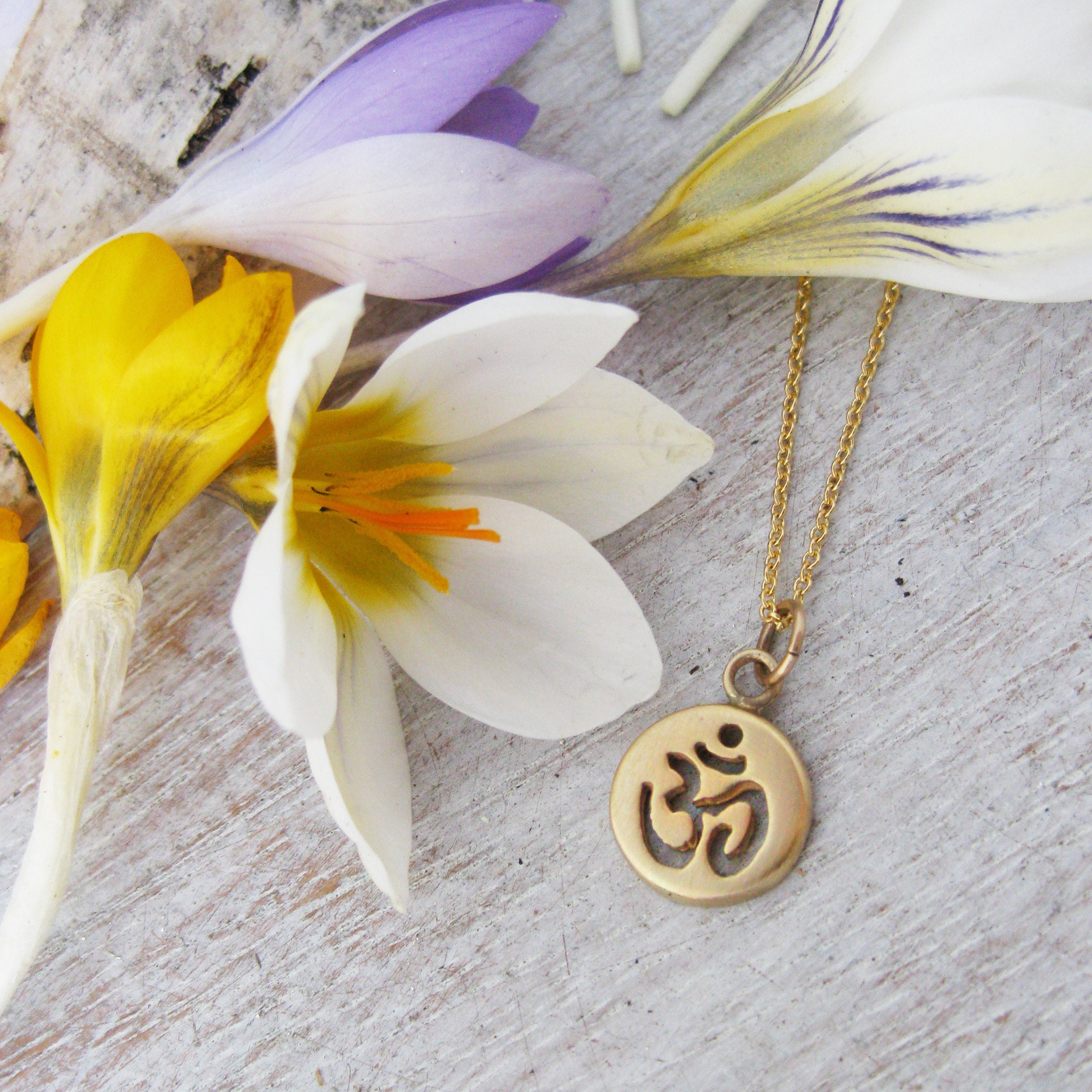 14k Gold OM Charm, Rose Gold OM, Aum Charm, Ohm Charm, Rose Gold Om ...