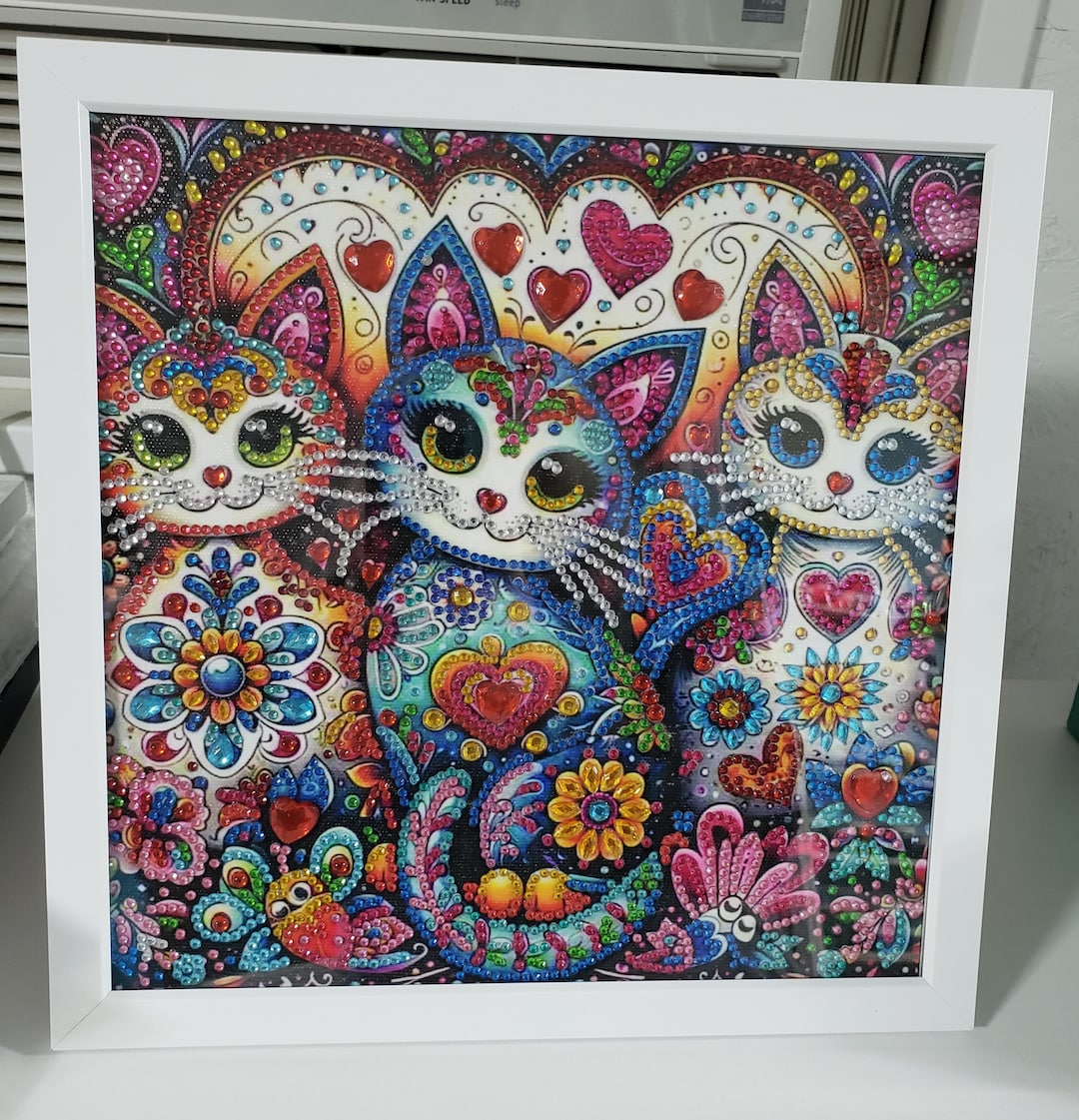 Diamond Painting Cats Completed in White Frame - Etsy