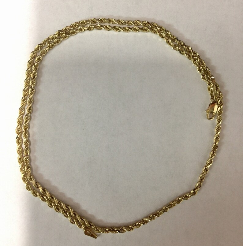 14K Solid Gold Italian Rope Chain necklace 18 2mm | Etsy