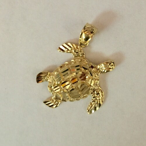 14k Solid Gold Turtle Pendant. Sea Life Jewelry. - Etsy