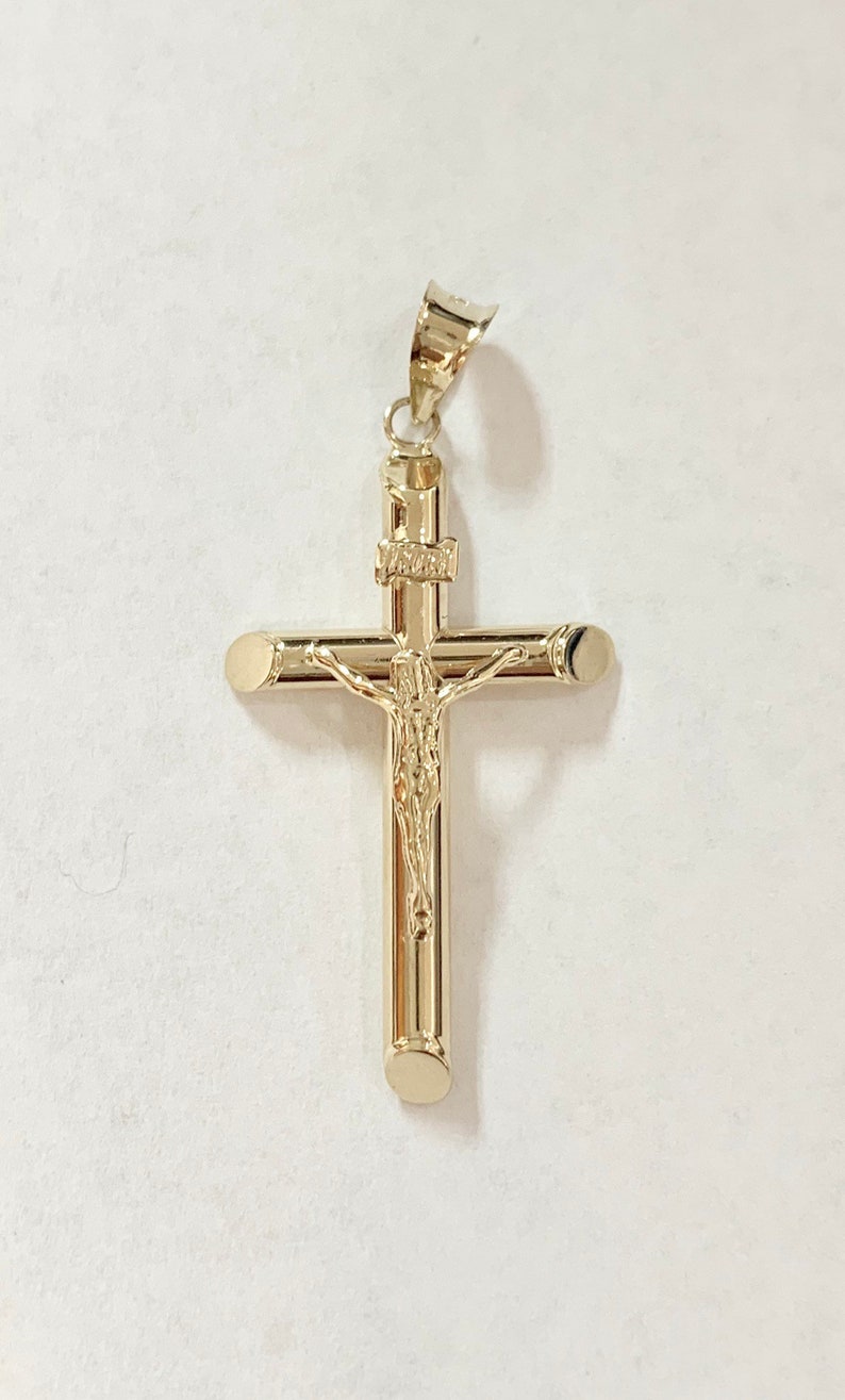 14k Solid Gold Jesus Crucifix Cross Medium Pendant - Etsy