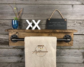 Rustic towel bar | Etsy