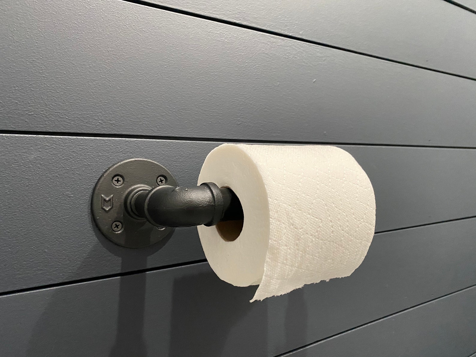 Toilet Paper Holder With Spring Loaded, Black Pipe, Rustic TP, Pipe ...