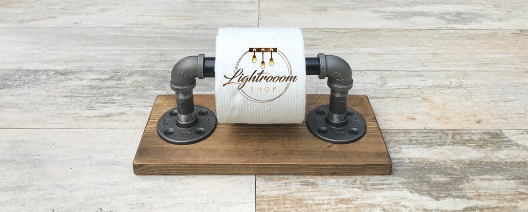 Toilet Paper Holder With Spring Loaded Black Pipe Rustic TP - Etsy