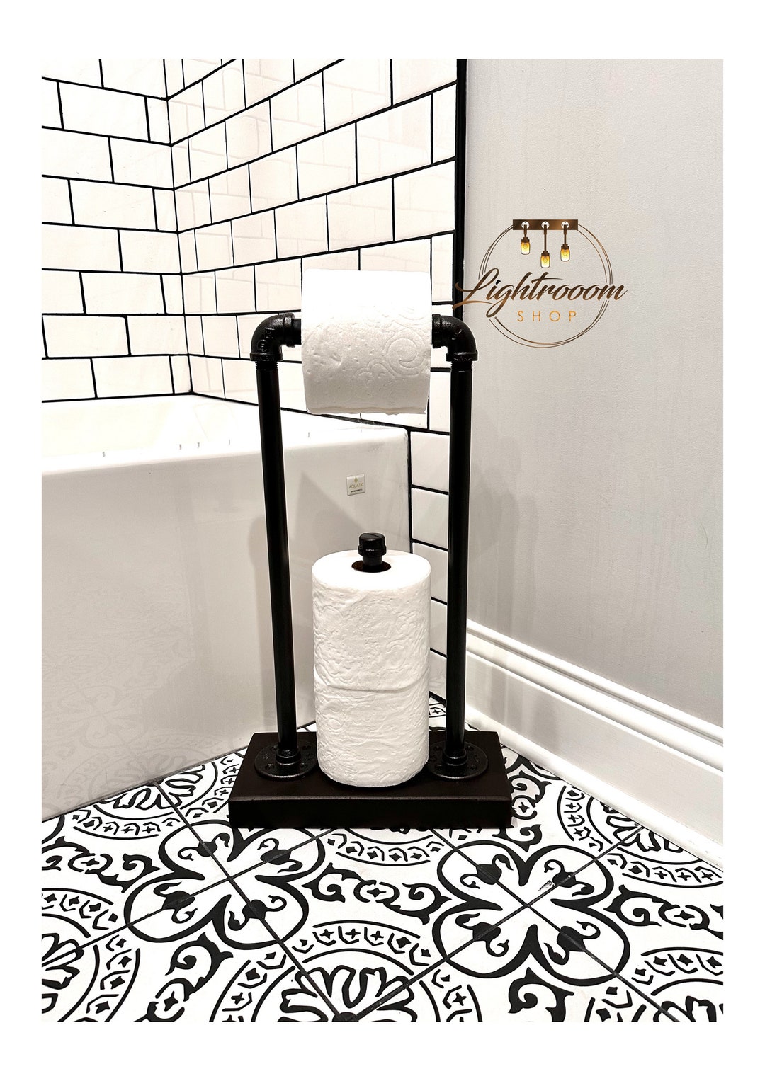 HEAVY BASE Toilet Paper Holder, TP With Spring Loaded Paper and Extra ...
