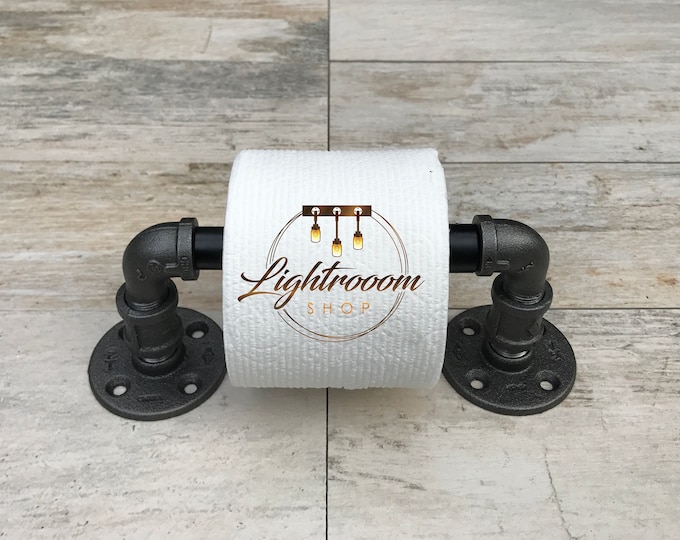 Toilet Paper Holder With Spring Loaded Black Pipe Pipe TP - Etsy