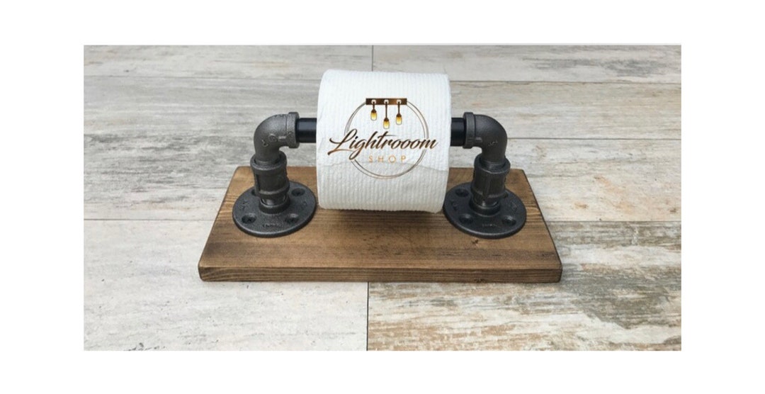 Toilet Paper Holder With Spring Loaded, Black Pipe, Rustic TP, Pipe ...