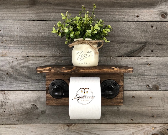 Toilet Paper Holder With Spring TP Holder With Shelf Rustic - Etsy