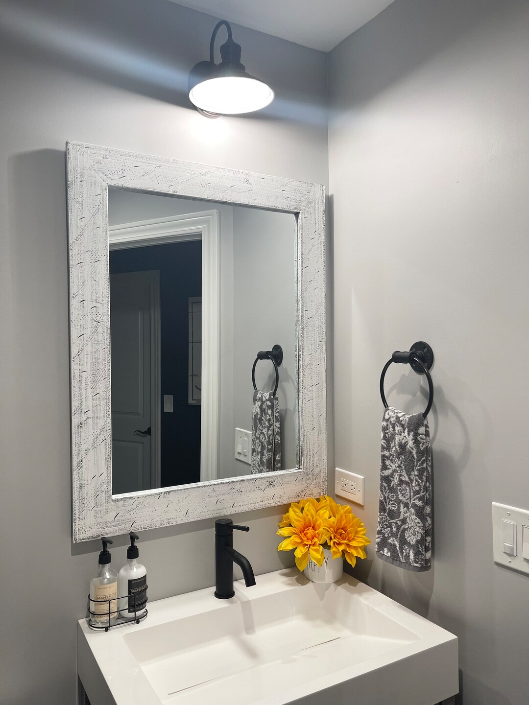 DISTRESSED HEAVY WHITEWASH Mirror Rustic Look Wood Mirror - Etsy