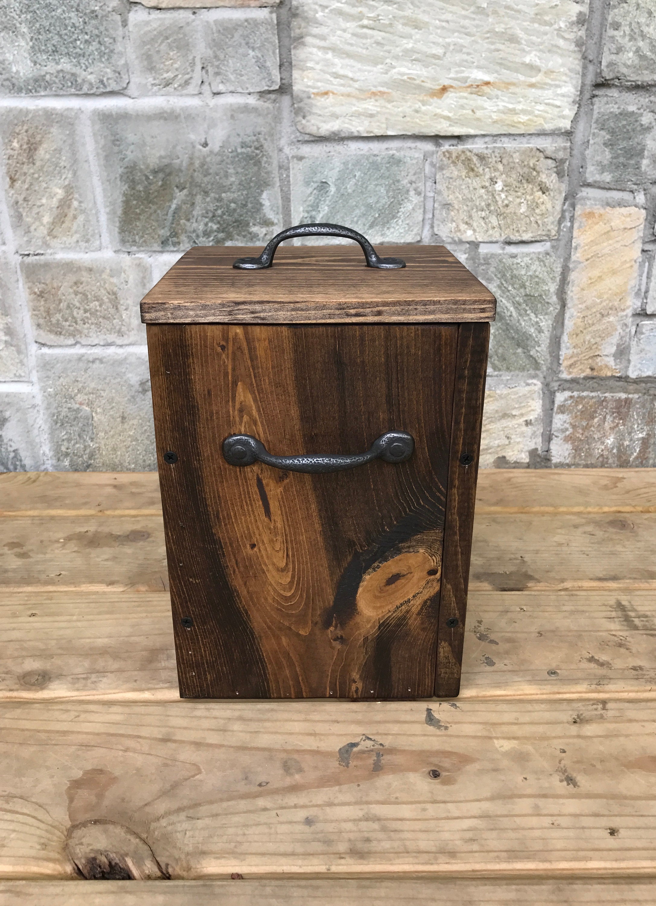 ESPRESSO Rustic Garbage Can with Lid Bathroom Trash Can 3 or | Etsy