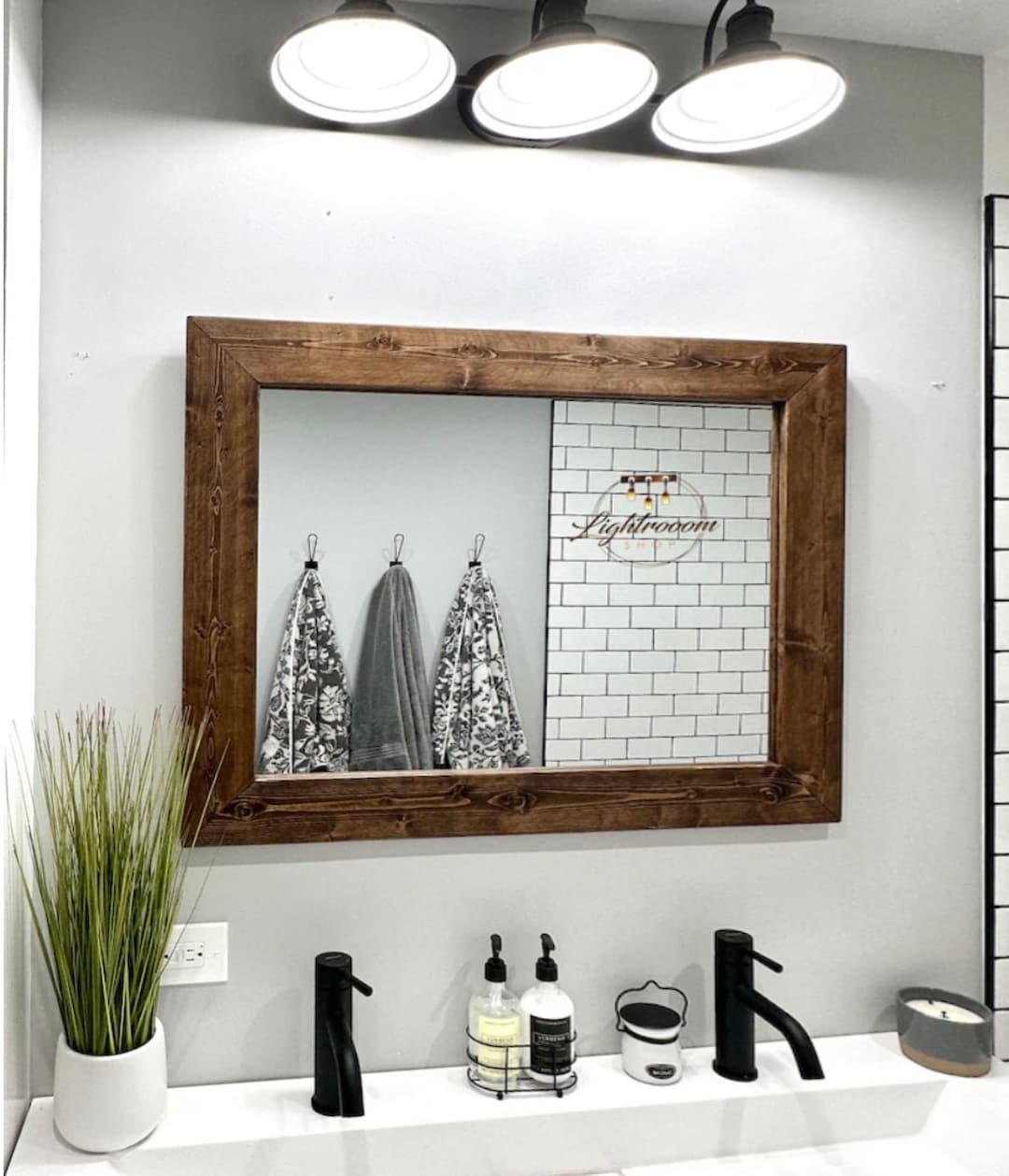 Bathroom Mirror,farmhouse Rustic Natural Wood Framed Mirror,usa ...