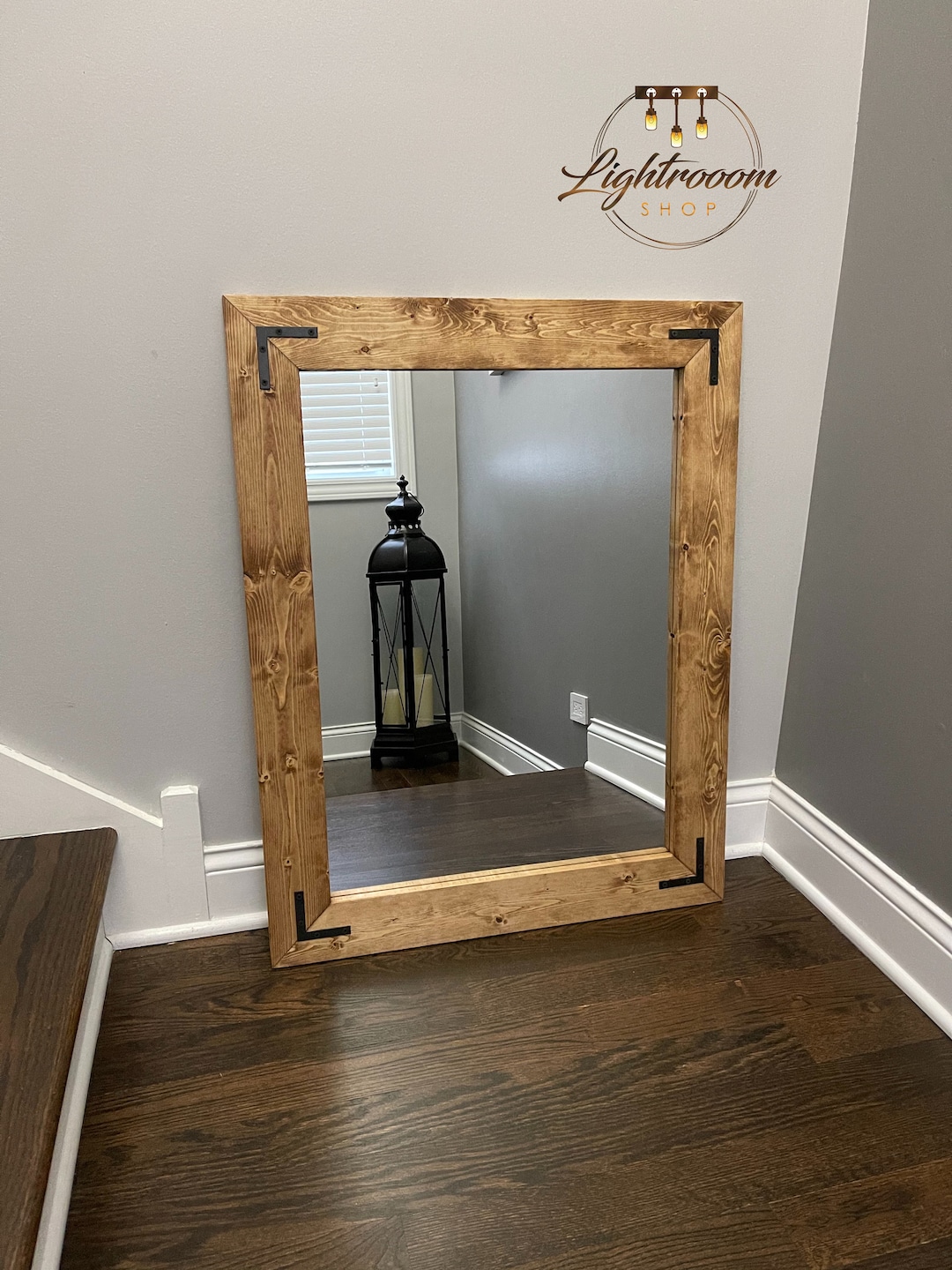 Bathroom Mirror, Farmhouse Rustic EARLY AMERICAN Wood Framed Mirror ...
