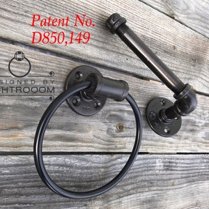 TP + Ring Bathroom Set, Toilet Paper Holder, Towel Ring, Industrial ...